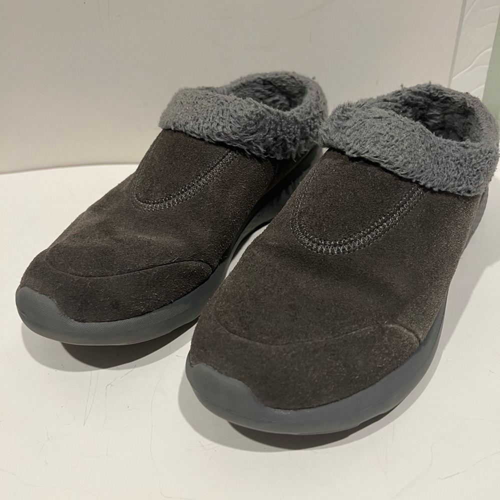 Skechers Gogomat Slip On Gray Faux Fur Shoes Sz 8 - Gem